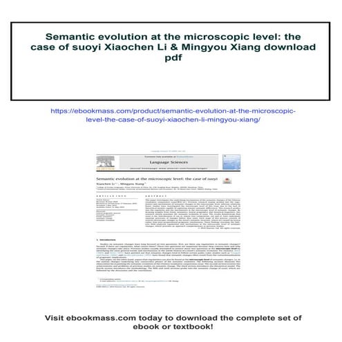 Semantic evolution at the microscopic level: the case of suoyi Xiaochen Li & Mingyou Xiang | PDF