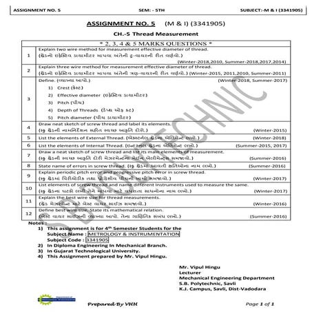 3341905_M & I_ASSIGNMENT_NO_5 | PDF