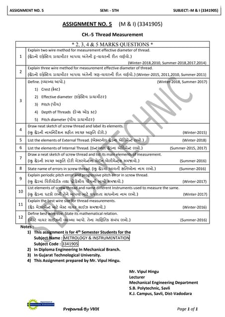 3341905_M & I_ASSIGNMENT_NO_6 | PDF