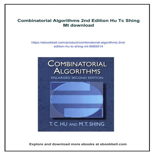 Combinatorial Algorithms 2nd Edition Hu Tc Shing Mt | PDF