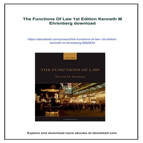 The Functions Of Law 1st Edition Kenneth M Ehrenberg | PDF