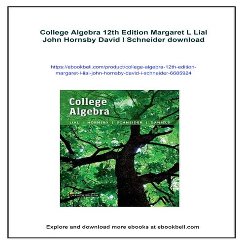 College Algebra 12th Edition Margaret L Lial John Hornsby David I ...
