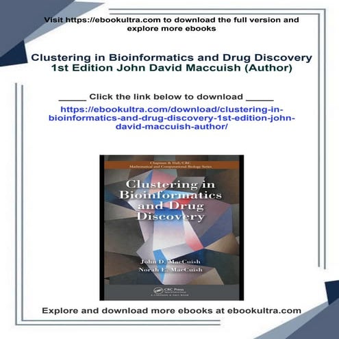 Clustering in Bioinformatics and Drug Discovery 1st Edition John David ...
