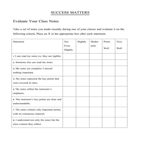 Notetaking Checklist | PDF