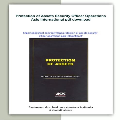 Protection of Assets Security Officer Operations Asis International | PDF
