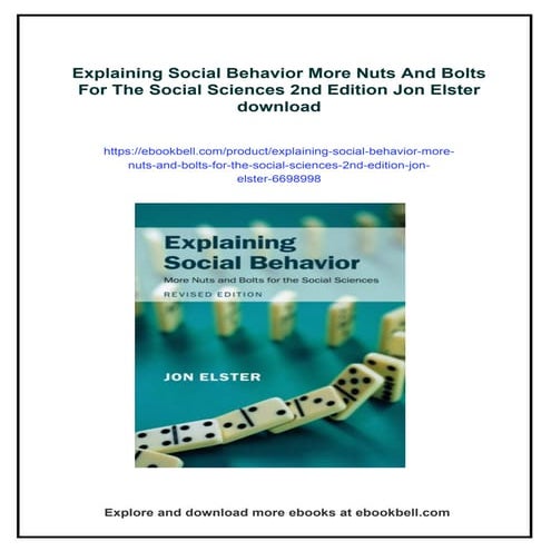 Explaining Social Behavior More Nuts And Bolts For The Social Sciences ...
