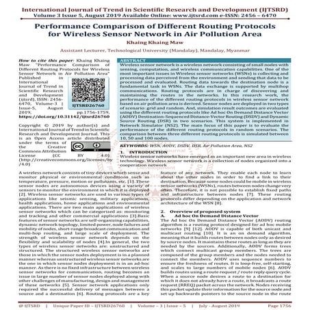 Performance Comparison Of Different Routing Protocols For Wireless Sensor Network In Air
