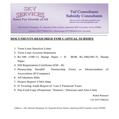 2 SKY SERVICES - Documents Check List | PDF | Business Loans | Business ...