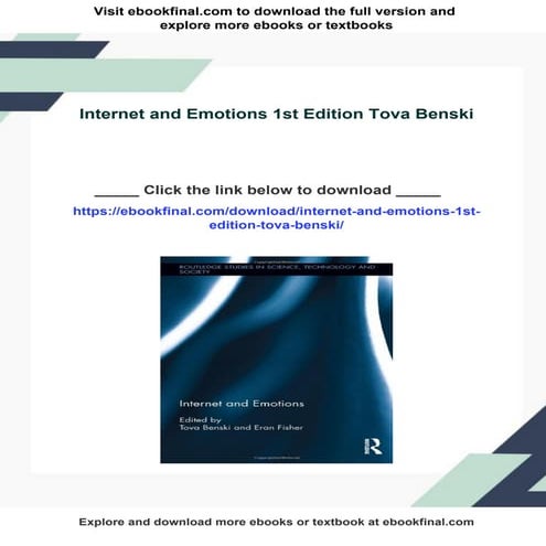 Internet and Emotions 1st Edition Tova Benski | PDF
