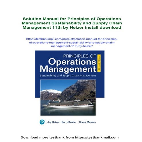 Solution Manual for Principles of Operations Management Sustainability ...