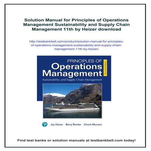 Solution Manual for Principles of Operations Management Sustainability ...