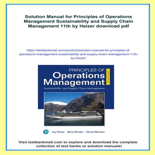 Solution Manual for Principles of Operations Management Sustainability ...