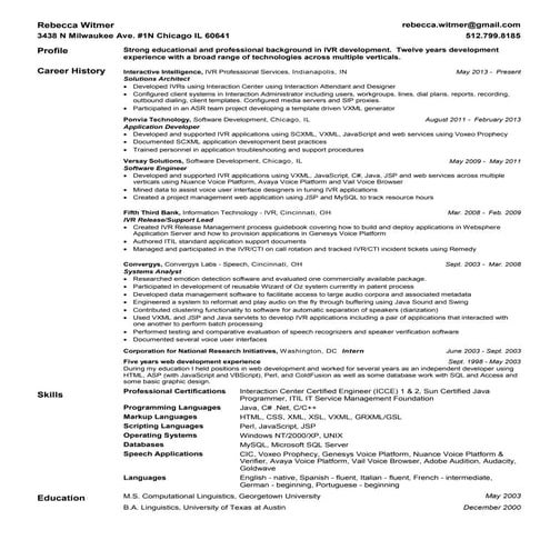 WitmerResume | PDF | Programming Languages | Computing