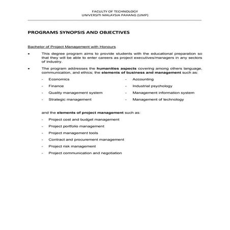 Prgrammes_Synopsis_and_Objectives | PDF