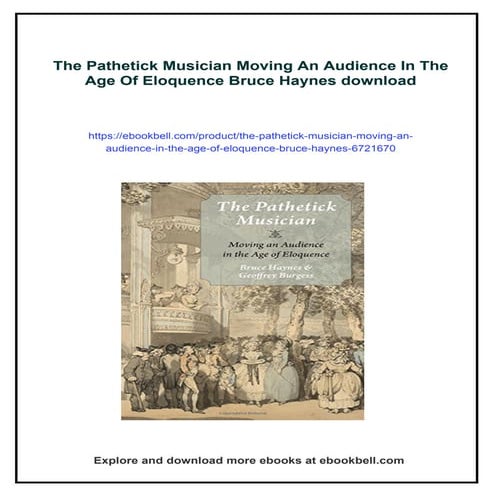 The Pathetick Musician Moving An Audience In The Age Of Eloquence Bruce ...