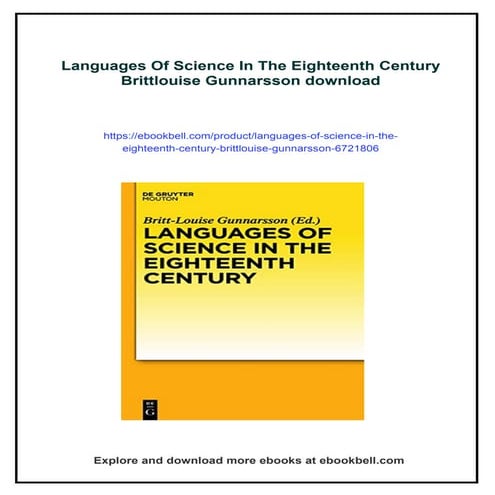 Languages Of Science In The Eighteenth Century Brittlouise Gunnarsson | PDF