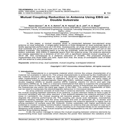 Mutual Coupling Reduction in Antenna Using EBG on Double Substrate | PDF