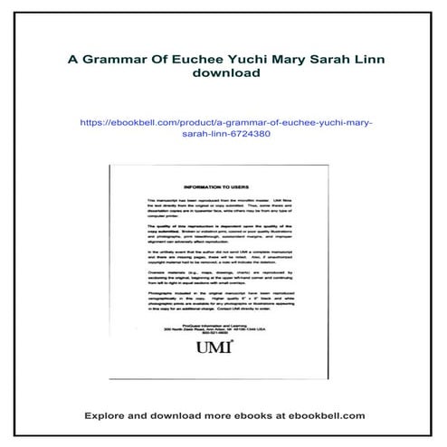 A Grammar Of Euchee Yuchi Mary Sarah Linn | PDF
