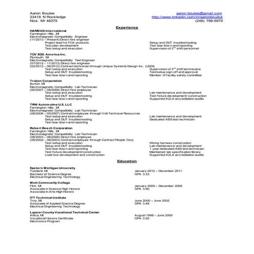 Aaron Boulee Resume | DOCX