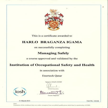 IOSH Managing Safely | PDF