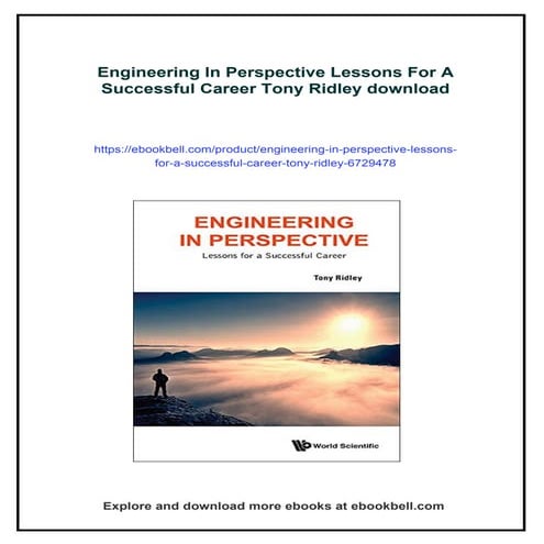 Engineering In Perspective Lessons For A Successful Career Tony Ridley ...
