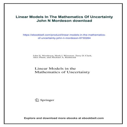 Linear Models In The Mathematics Of Uncertainty John N Mordeson | PDF