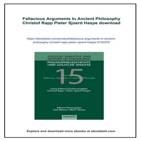 Fallacious Arguments In Ancient Philosophy Christof Rapp Pieter Sjoerd ...