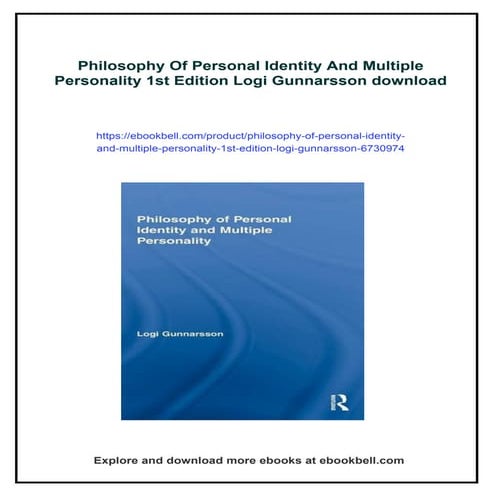 Philosophy Of Personal Identity And Multiple Personality 1st Edition ...