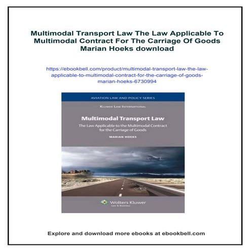 Multimodal Transport Law The Law Applicable To Multimodal Contract For ...