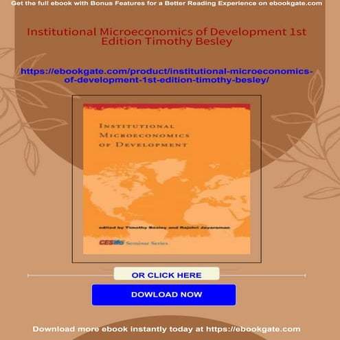 Institutional Microeconomics of Development 1st Edition Timothy Besley ...
