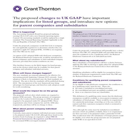 Changes to UK GAAP - impact for Listed Groups | PDF | Business ...