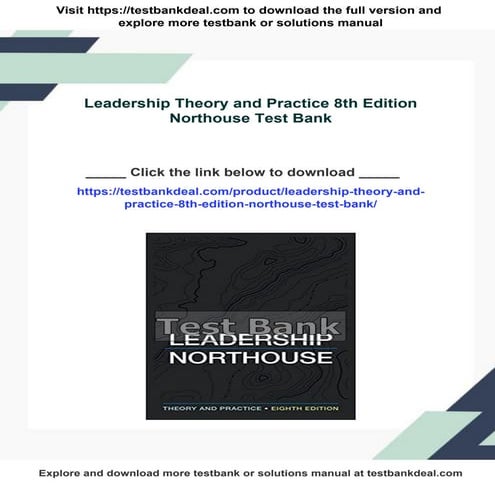 Leadership Theory and Practice 8th Edition Northouse Test Bank | PDF