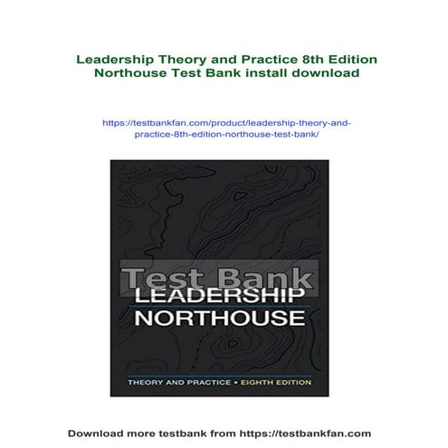 Leadership Theory and Practice 8th Edition Northouse Test Bank | PDF