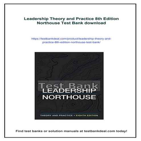 Leadership Theory and Practice 8th Edition Northouse Test Bank | PDF