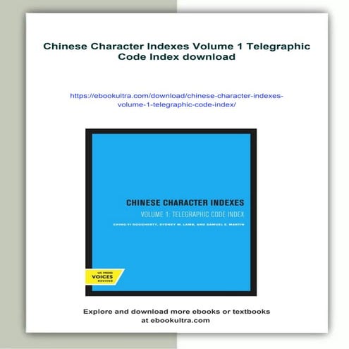 Chinese Character Indexes Volume 1 Telegraphic Code Index | PDF