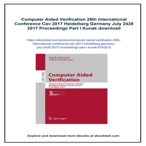 Computer Aided Verification 29th International Conference Cav 2017 Heidelberg Germany July 2428 ...