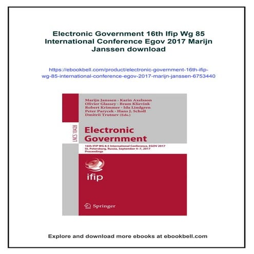 Electronic Government 16th Ifip Wg 85 International Conference Egov ...