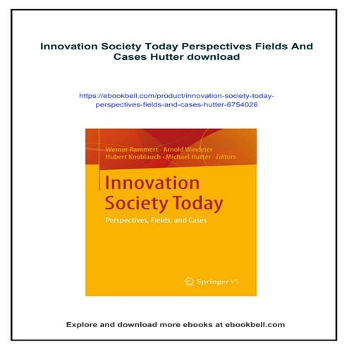 Innovation Society Today Perspectives Fields And Cases Hutter | PDF