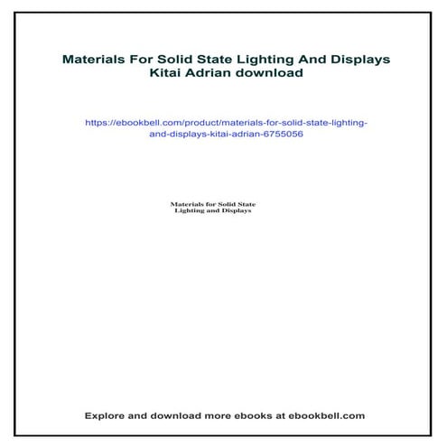 Materials For Solid State Lighting And Displays Kitai Adrian | PDF