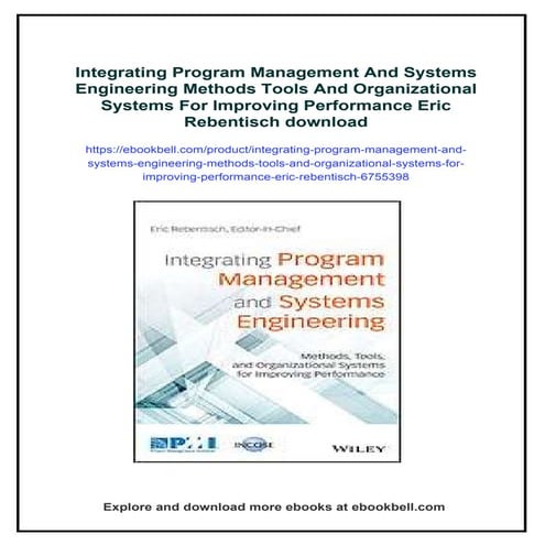 Integrating Program Management And Systems Engineering Methods Tools ...