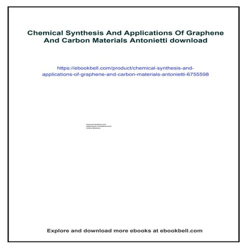 Chemical Synthesis And Applications Of Graphene And Carbon Materials ...