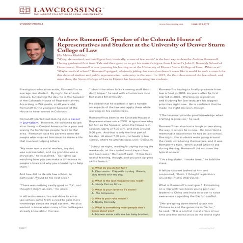 Andrew Romanoff: Speaker of the Colorado House of Representatives and ...