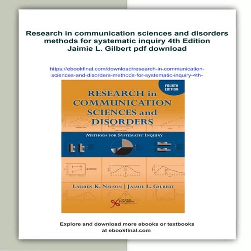 Research in communication sciences and disorders methods for systematic inquiry 4th Edition ...