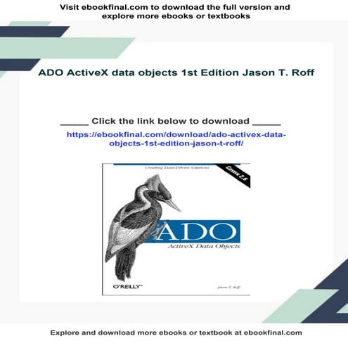 ADO ActiveX data objects 1st Edition Jason T. Roff | PDF