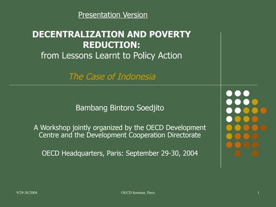 Decentralization, devolution and deconcentration | PPT