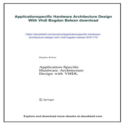 Applicationspecific Hardware Architecture Design With Vhdl Bogdan Belean | PDF