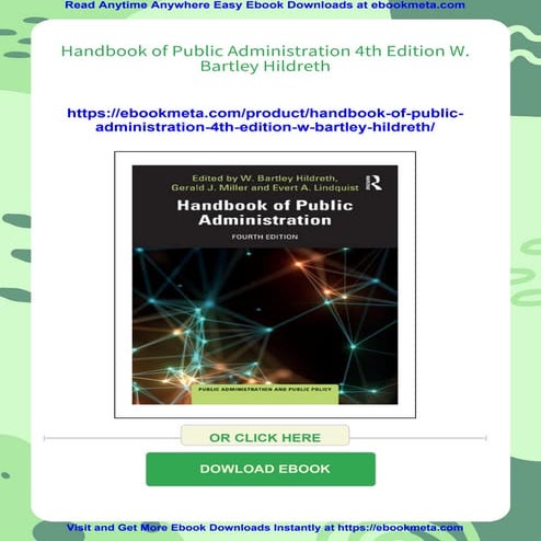 Handbook of Public Administration 4th Edition W. Bartley Hildreth | PDF