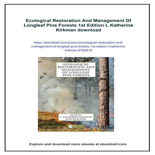 Ecological Restoration And Management Of Longleaf Pine Forests 1st ...