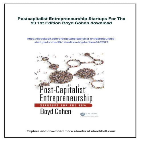 Postcapitalist Entrepreneurship Startups For The 99 1st Edition Boyd ...