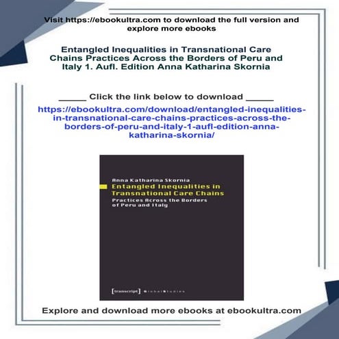 Entangled Inequalities in Transnational Care Chains Practices Across ...